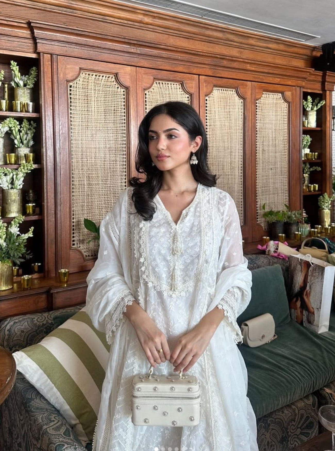 Keerth Organza White Anarkali Kurta Set