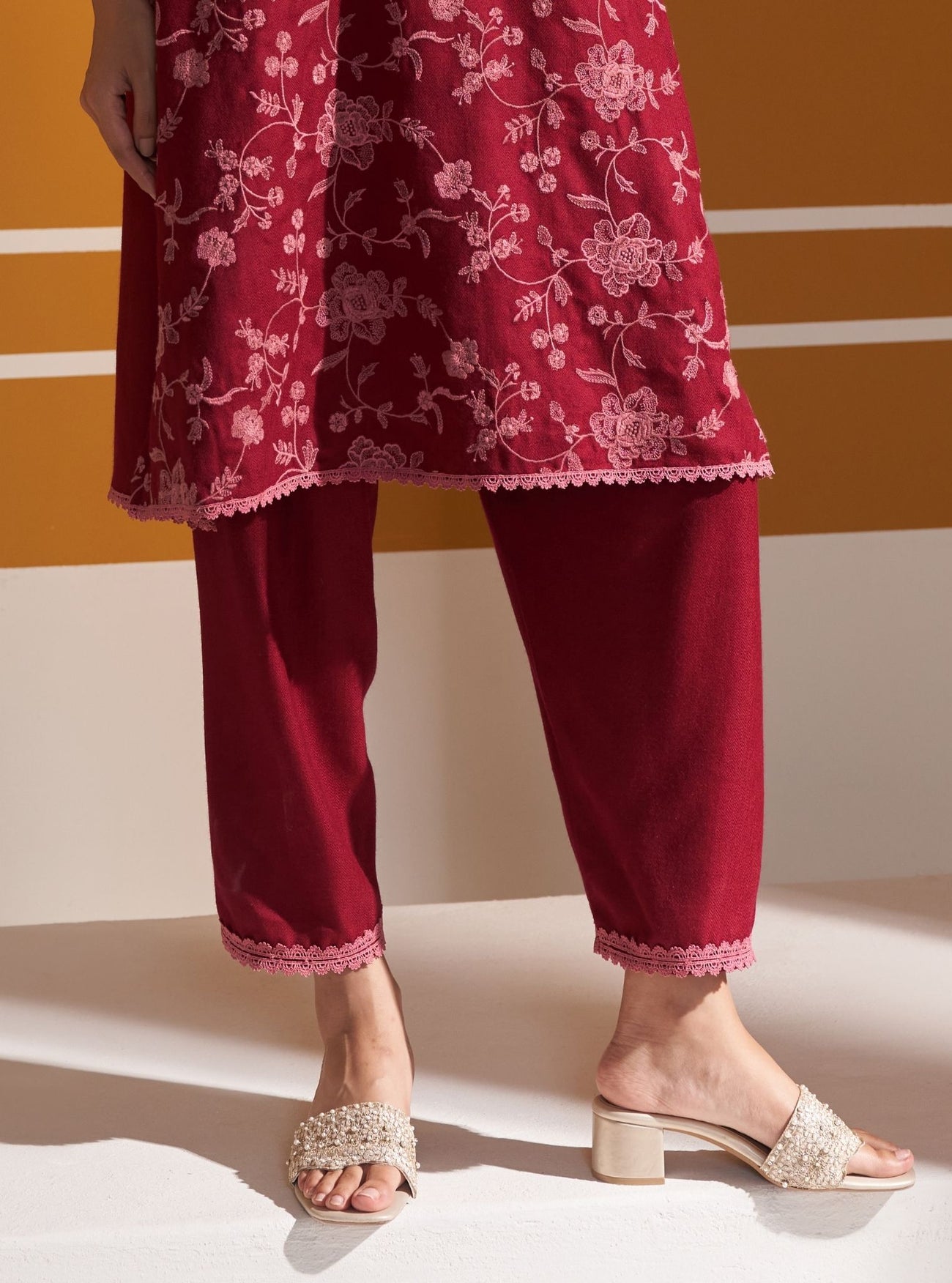 Juno Wool Wine Kurta Set