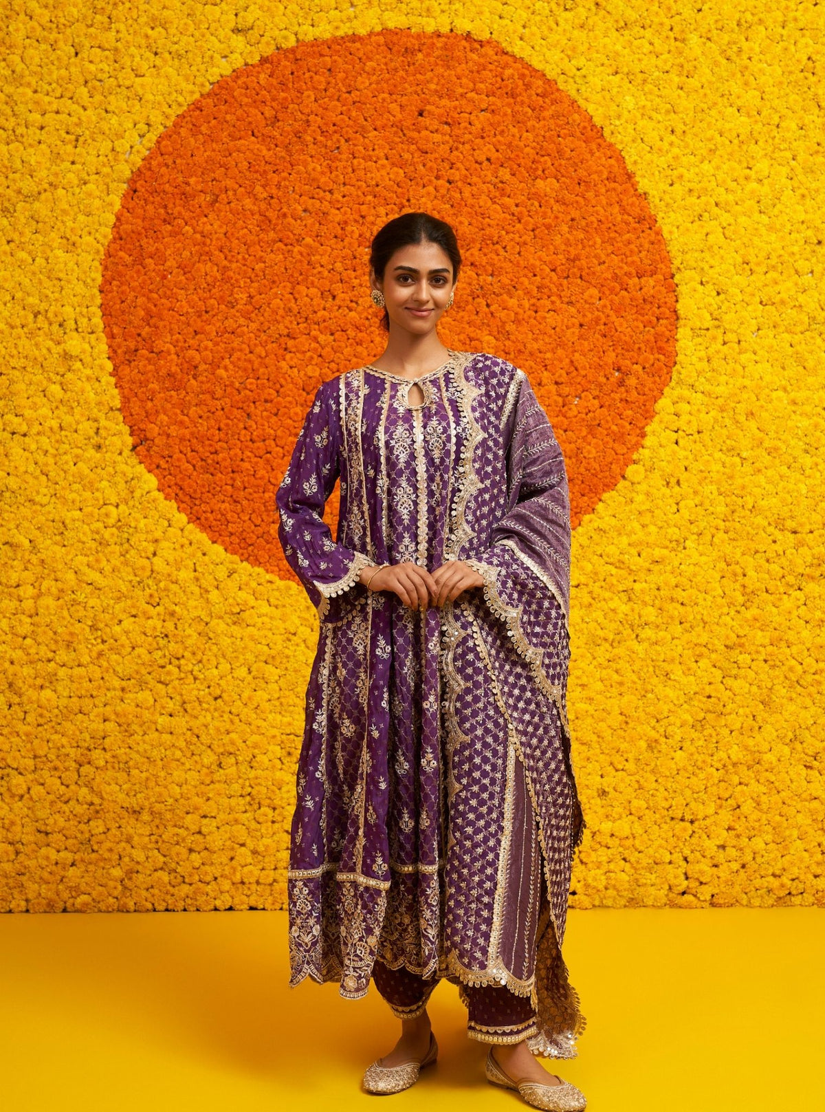 Chalka Banarsi Purple Anarkali Kurta Set