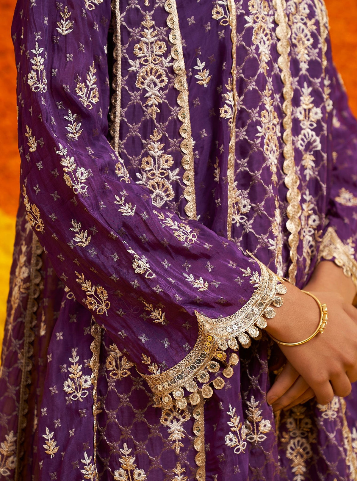 Chalka Banarsi Purple Anarkali Kurta Set