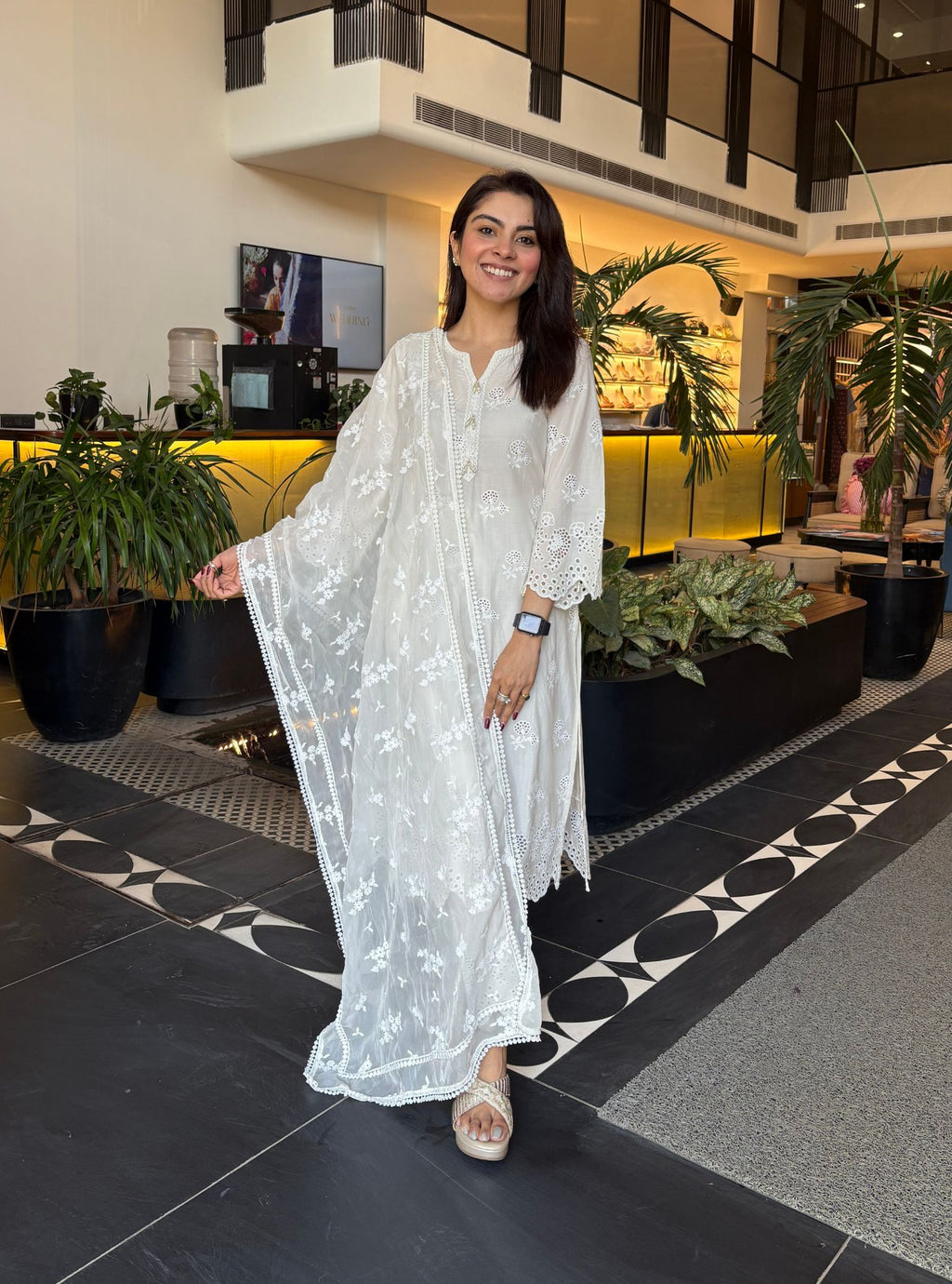 Dahna Supima Cotton White Kurta Set