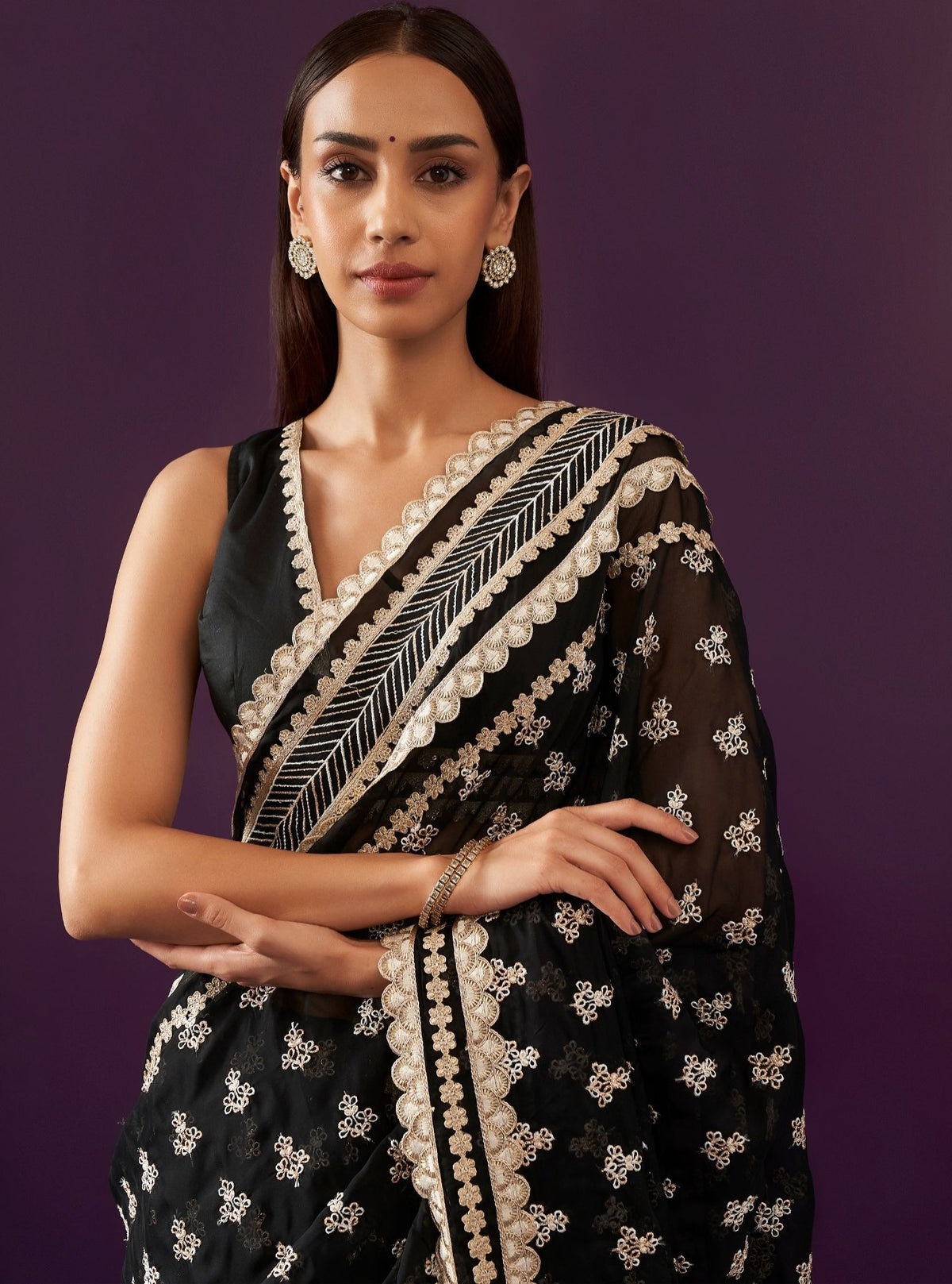 Miah Organza Black Saree