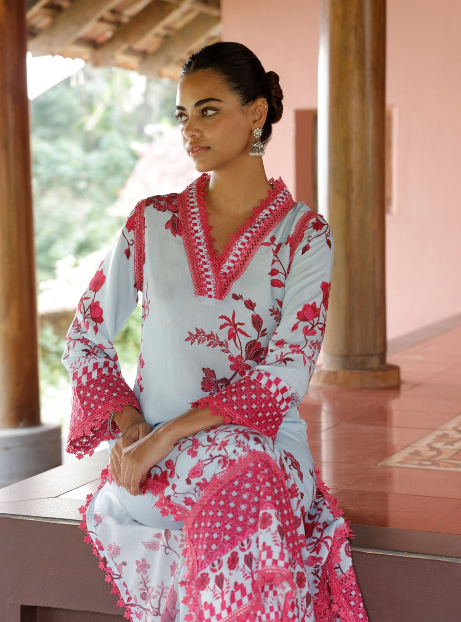 Diti Lawn Printed Blue Kurta Set