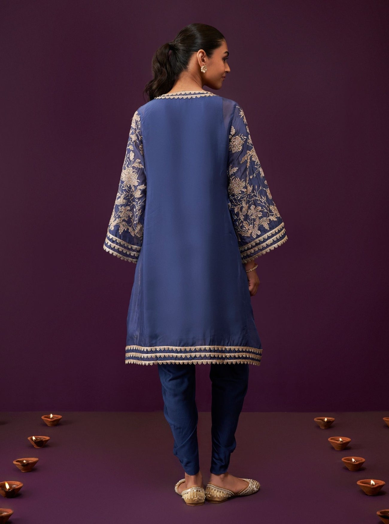 Organza Sunee Navy Kurta Set
