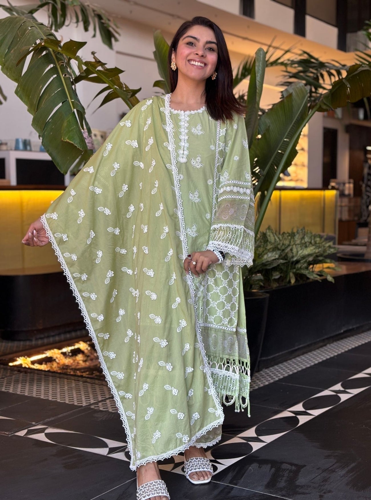 Dhitya Supima Cotton Light Green Kurta Set