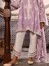Mulmul Cotton Azara Lilac Kurta With Mulmul Cotton Round Hem Organza P