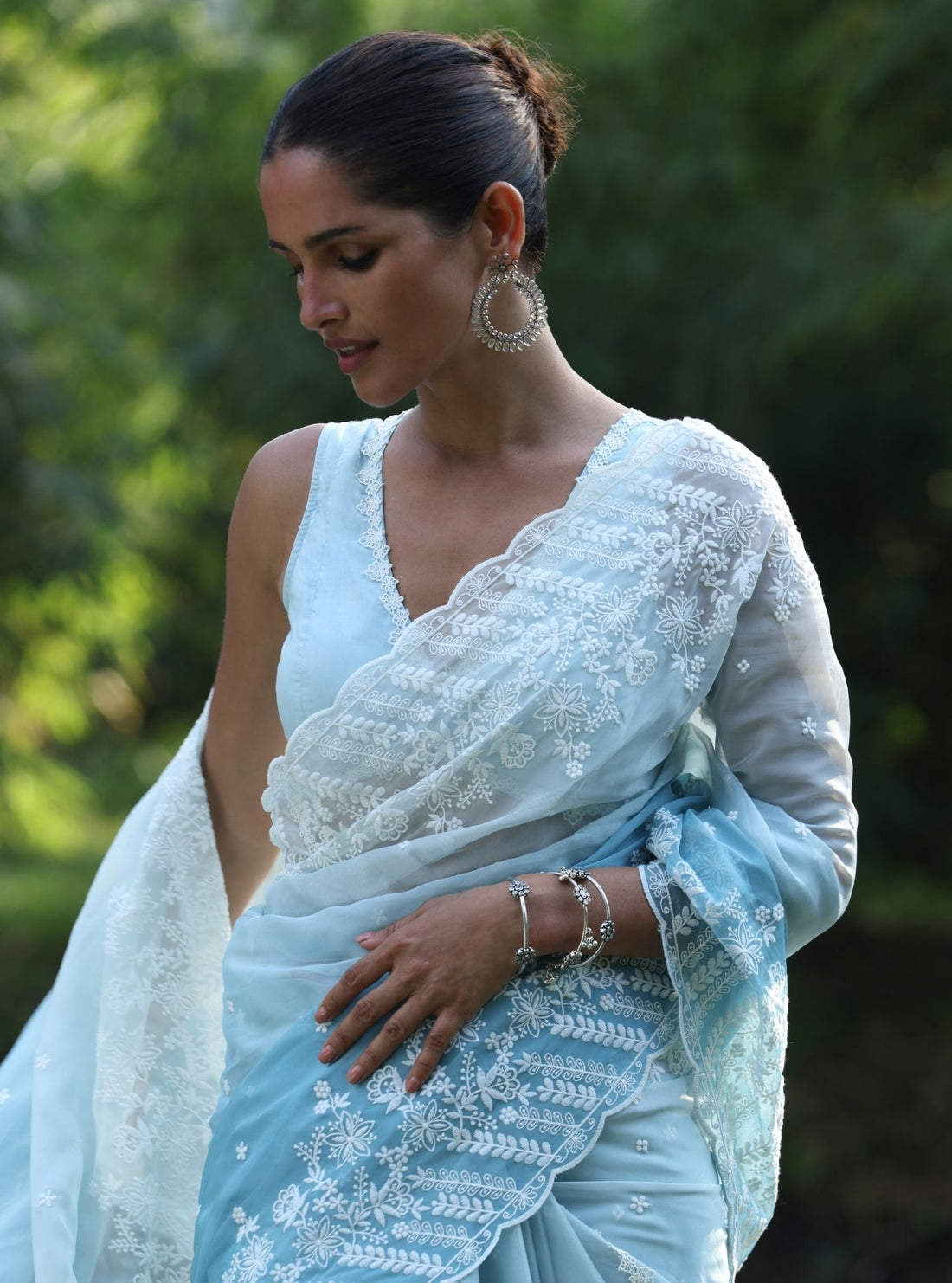 Organza Ombre Roja Blue Saree