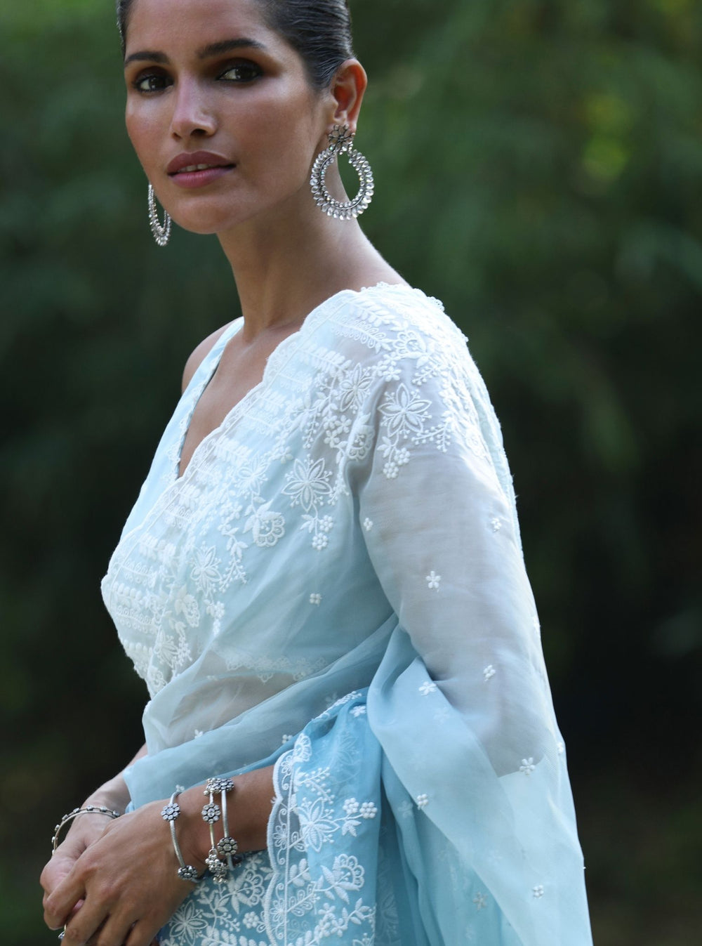 Organza Ombre Roja Blue Saree