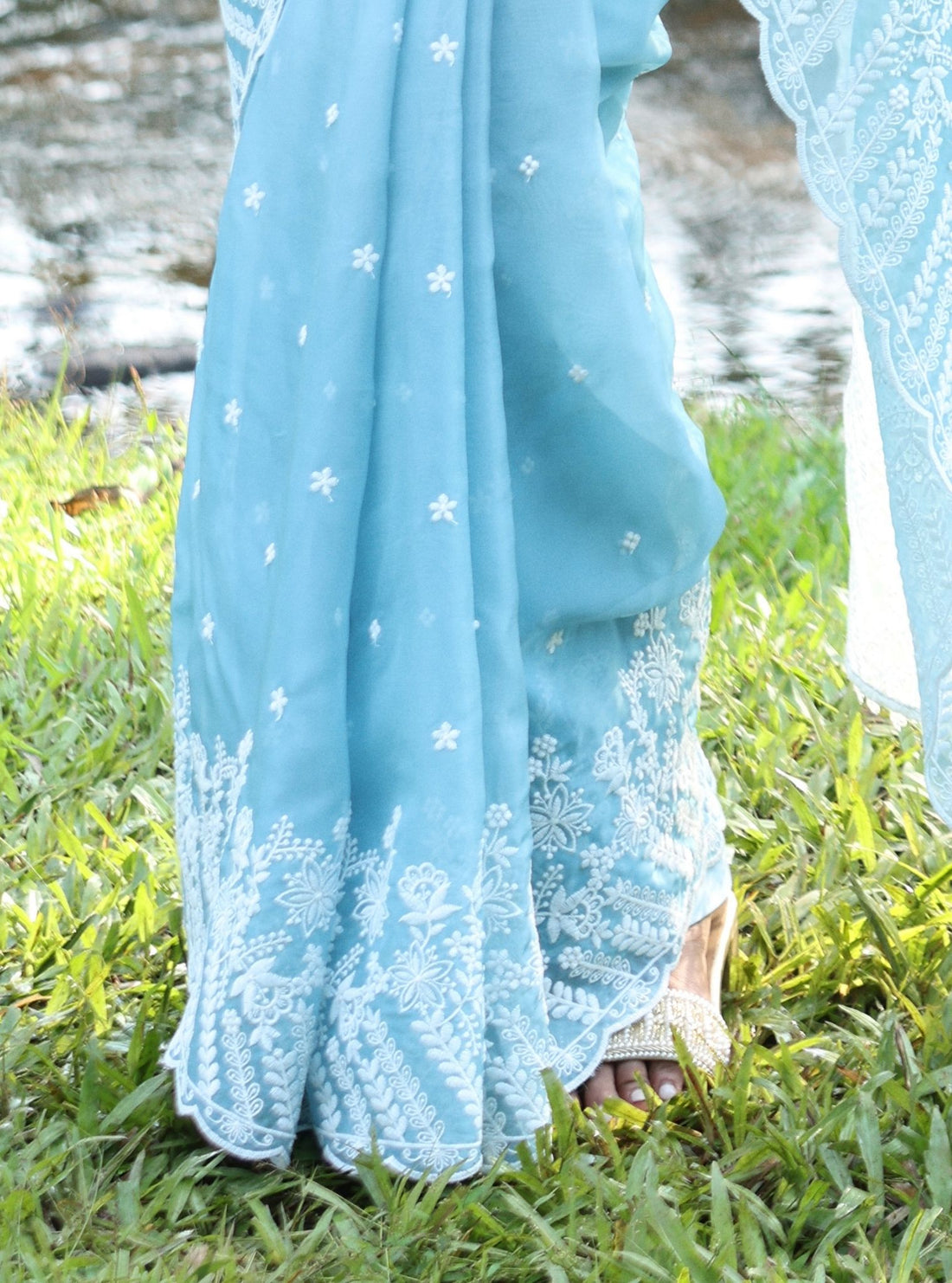 Organza Ombre Roja Blue Saree