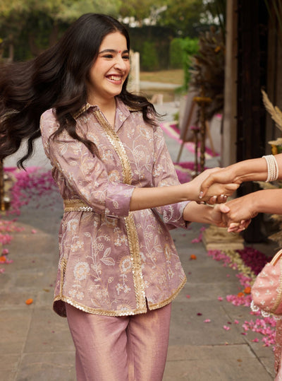 Savera Tissue Satin Lilac Co-ord Set