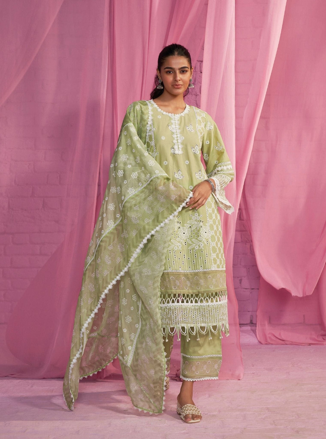 Dhitya Supima Cotton Light Green Kurta Set
