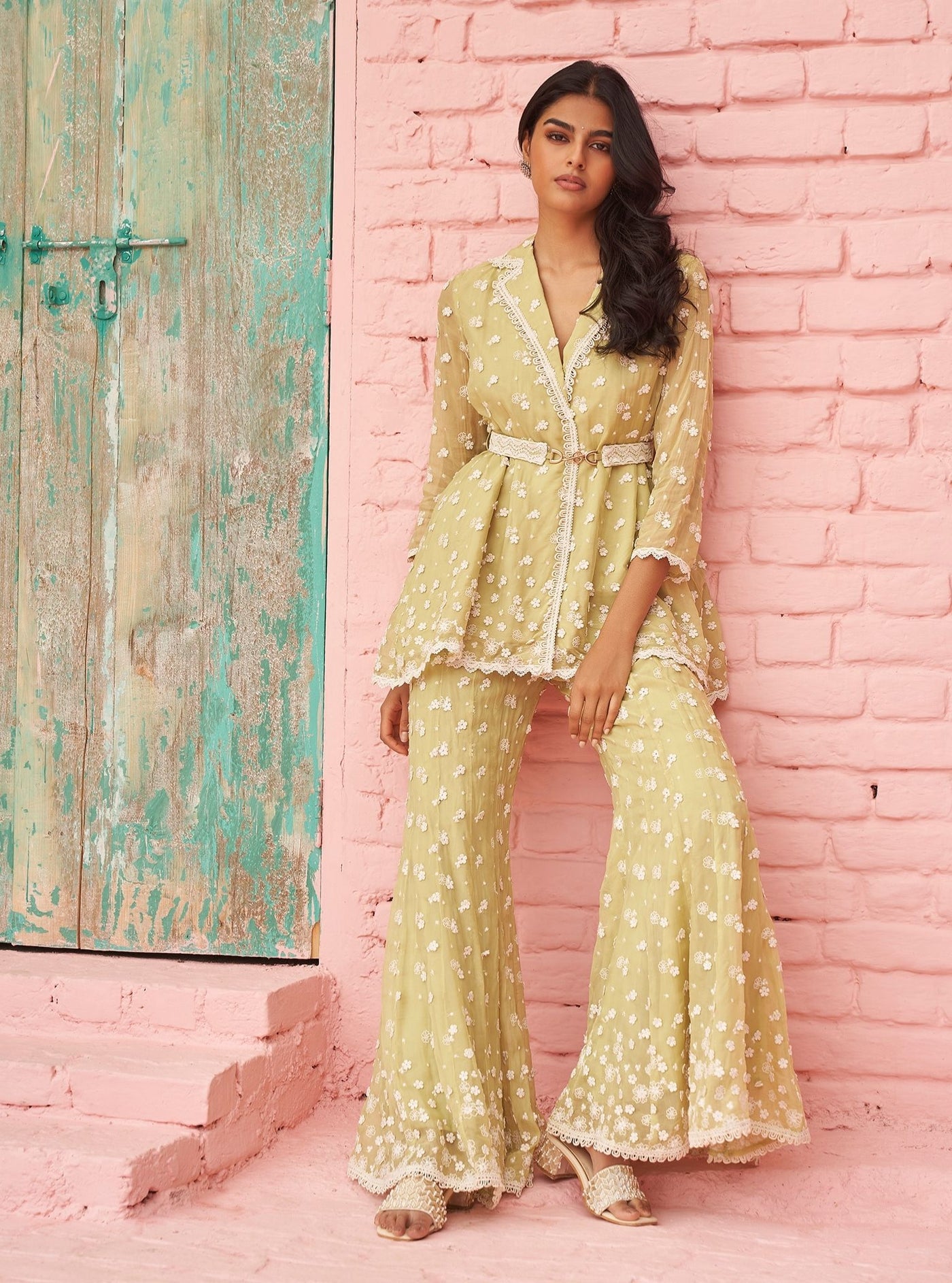 Organza Tilly Lime Green Co-ord Set