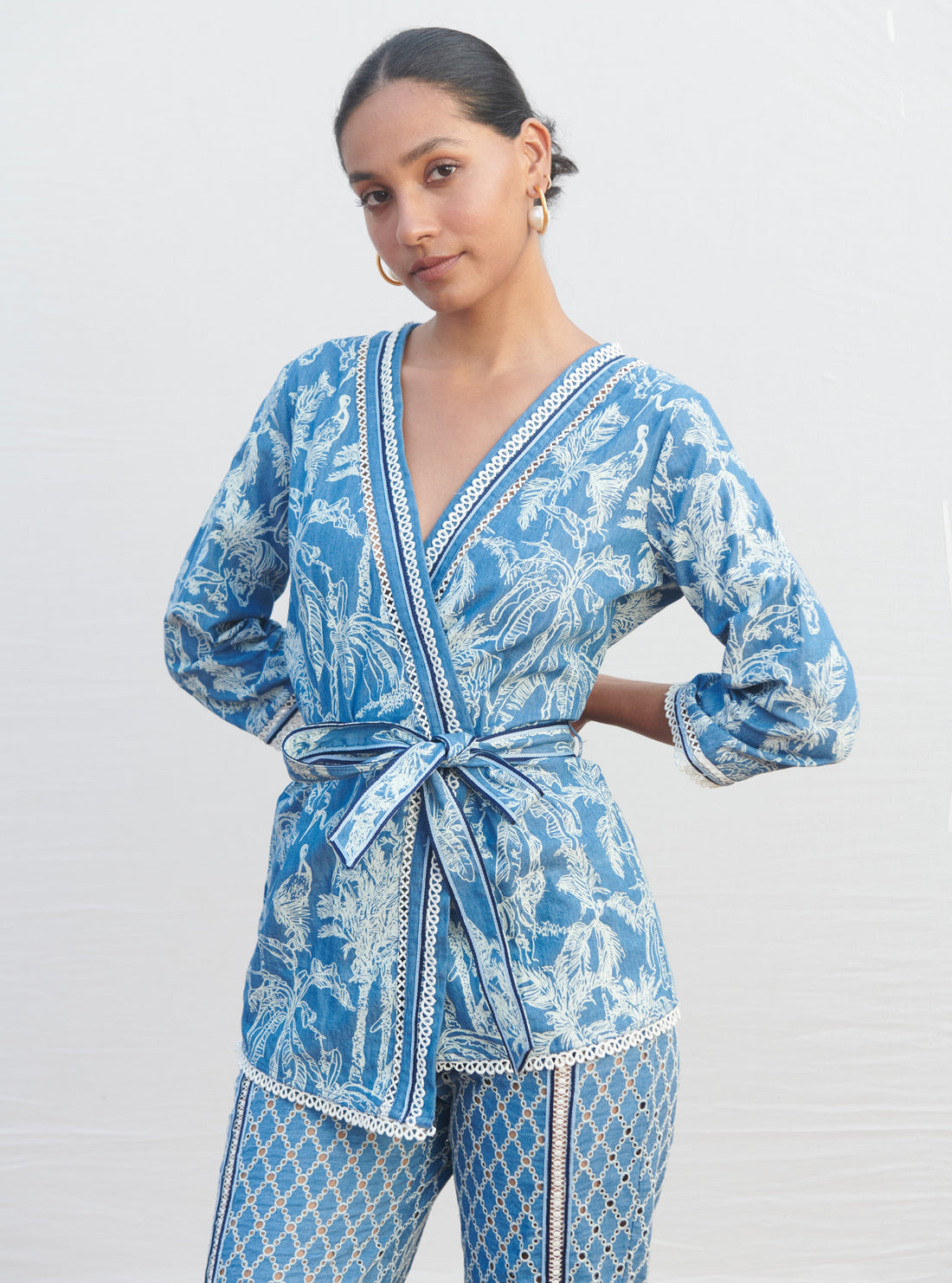 Attina Denim Dark Blue Kaftan Set
