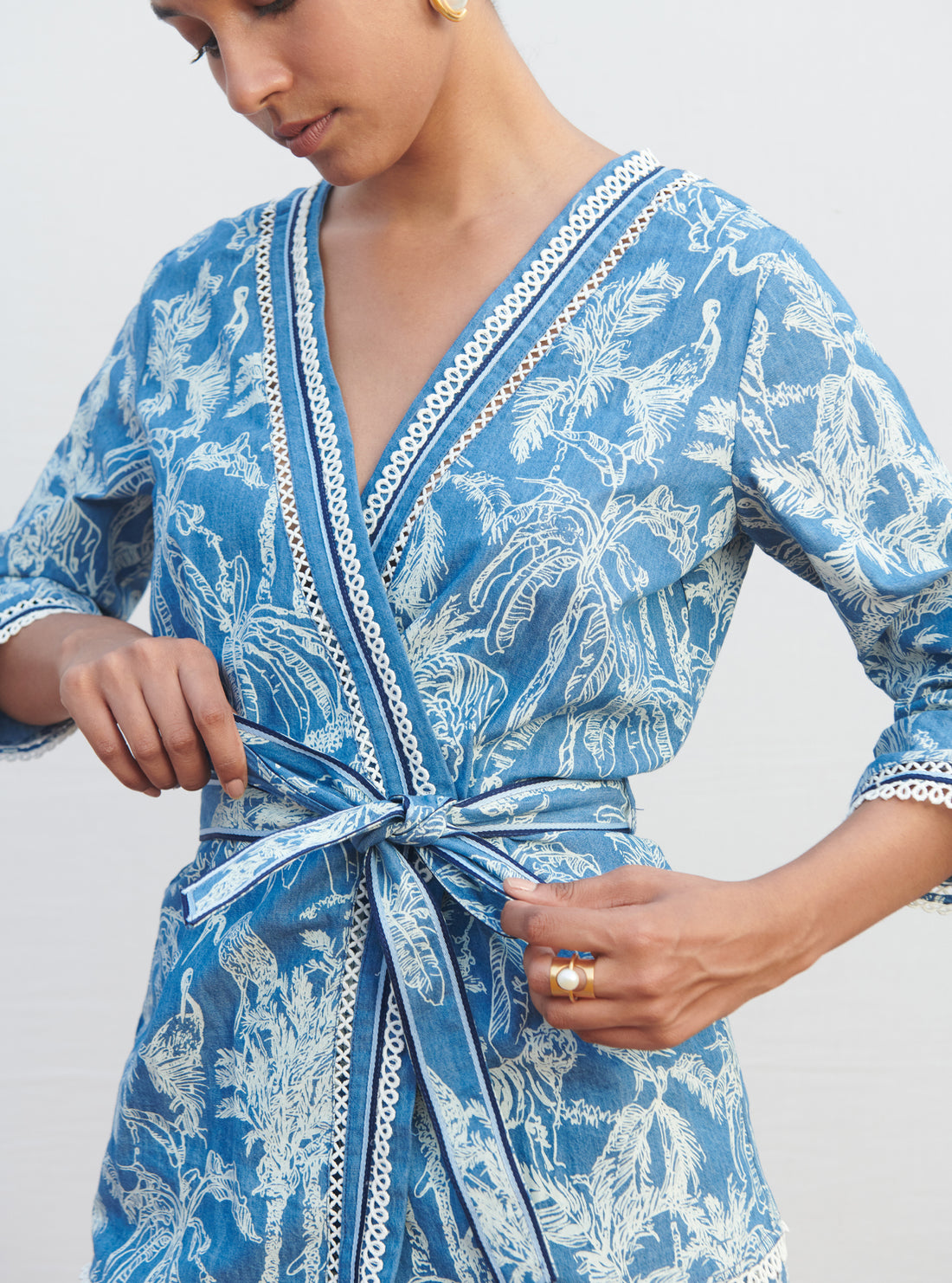 Denim Attina Dark Blue Kaftan Set