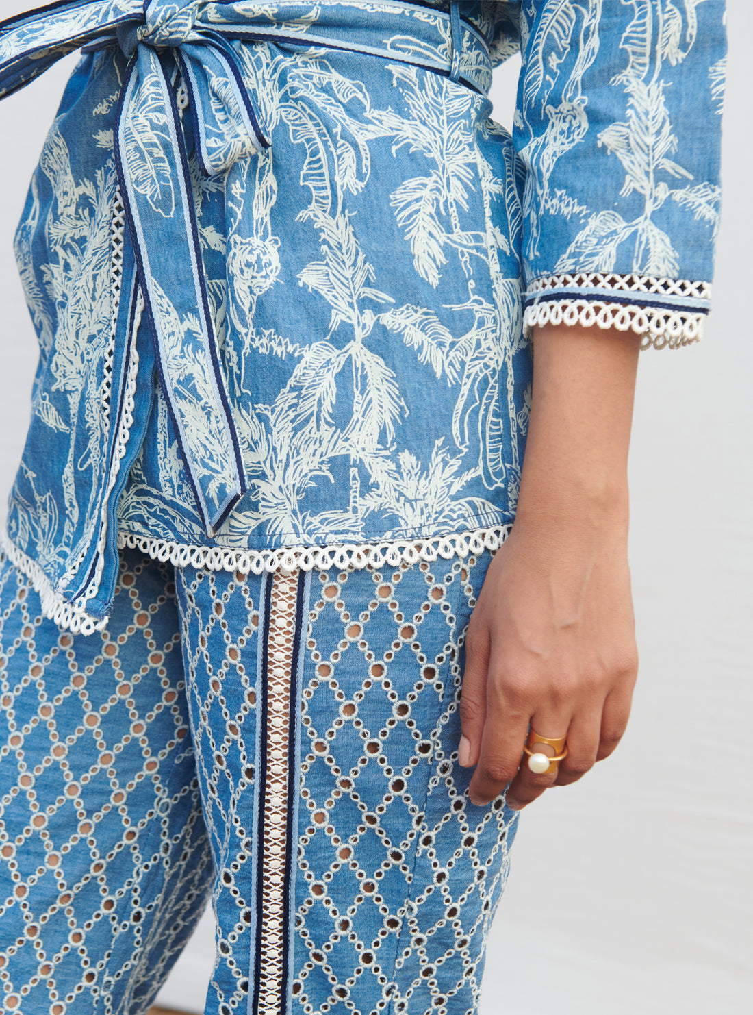 Attina Denim Dark Blue Kaftan Set