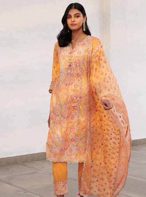 Avery Supima Cotton Orange Kurta Set