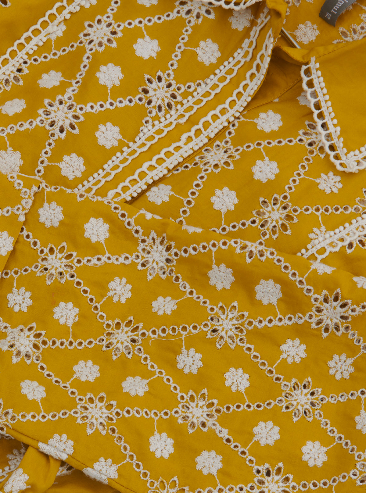 Mulmul Cotton Periwinkle Yellow Dress