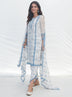 Mulmul Organza Terra Blue Kurta With Mulmul Cotton Terra Blue Pant