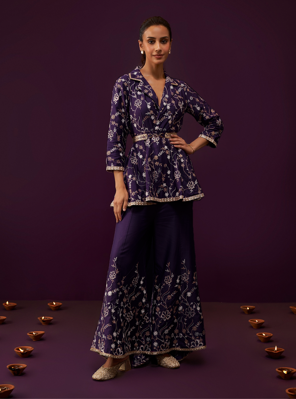 Pima Satin Preeda Purple Co-ord Set