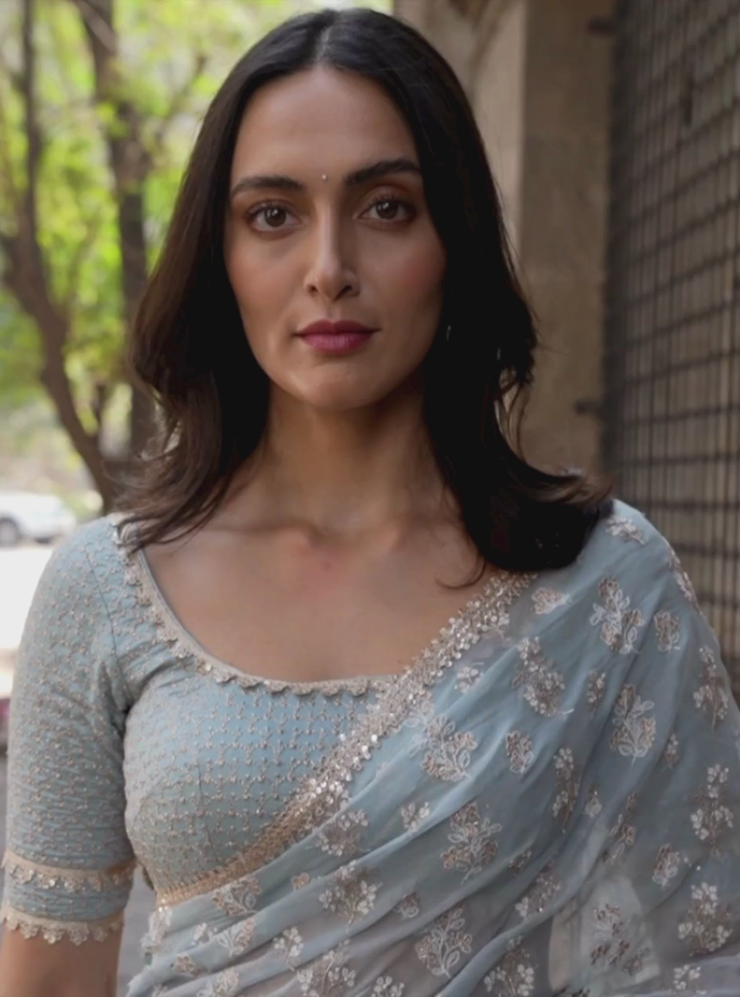 Mulmul Organza Saroli Light Blue Saree