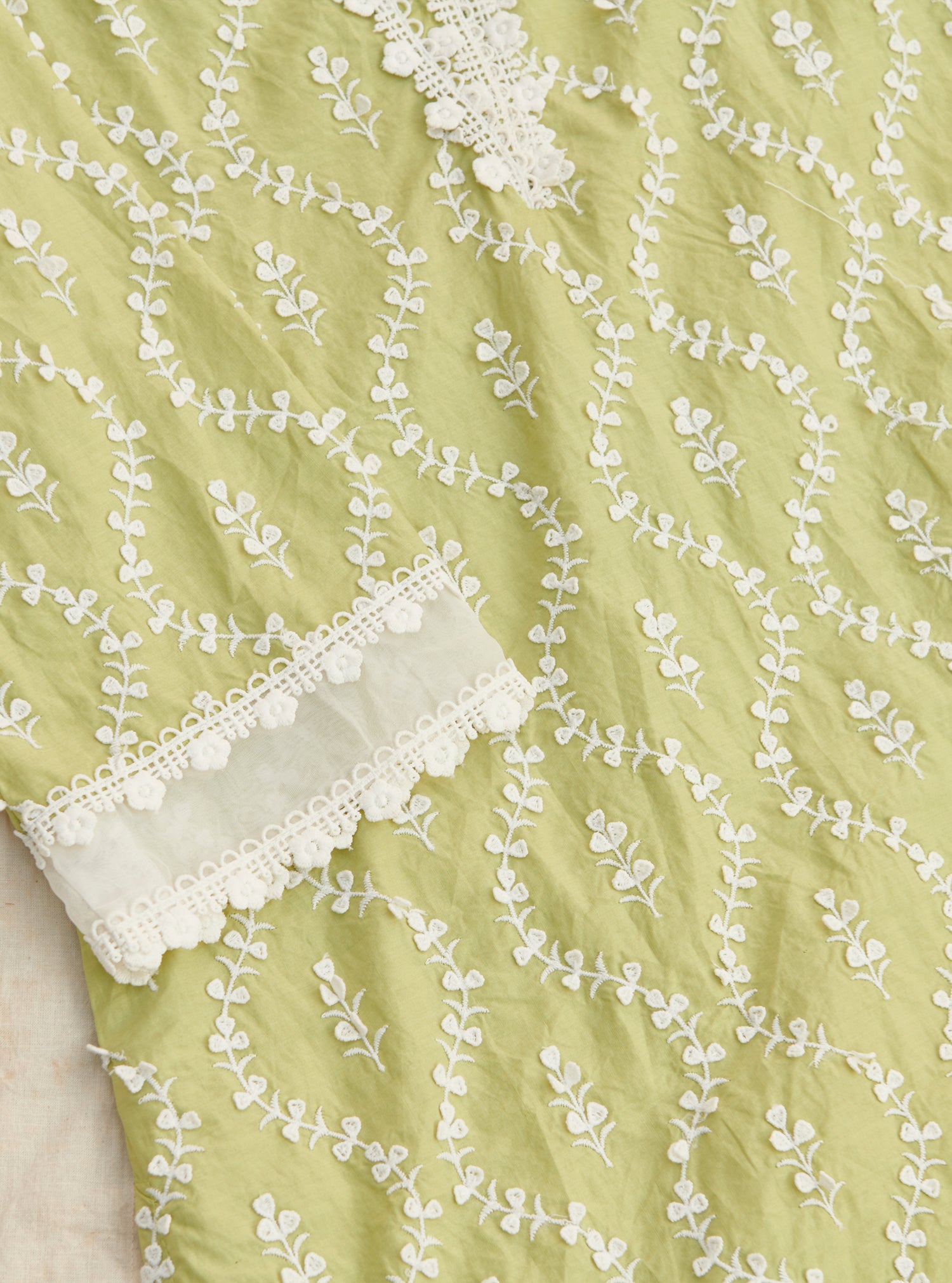 Mulmul Cotton Maneri Lime kurta