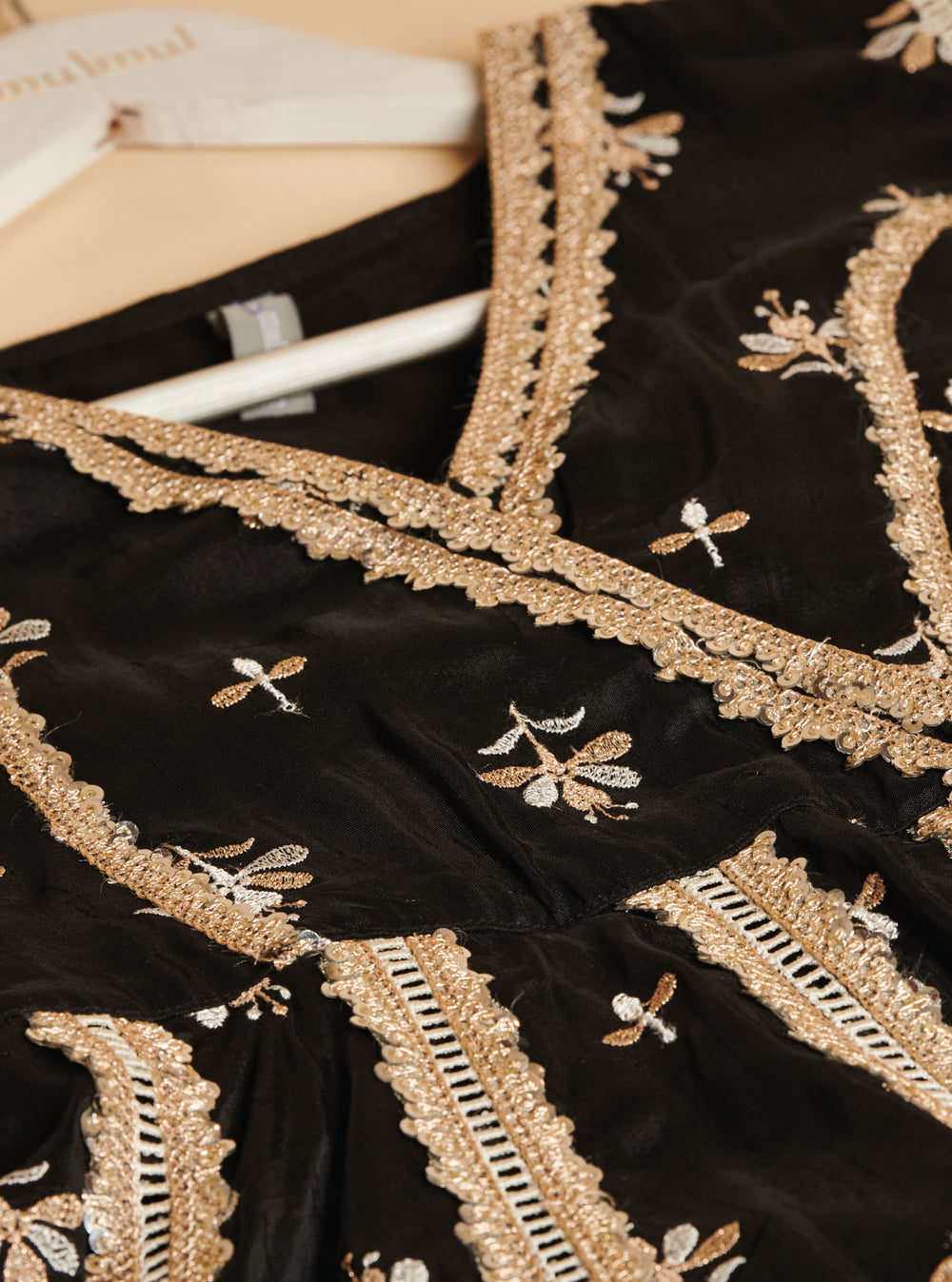 Mulmul Silk Khanak Anarkali Black Kurta With Mulmul Silk Khanak Black